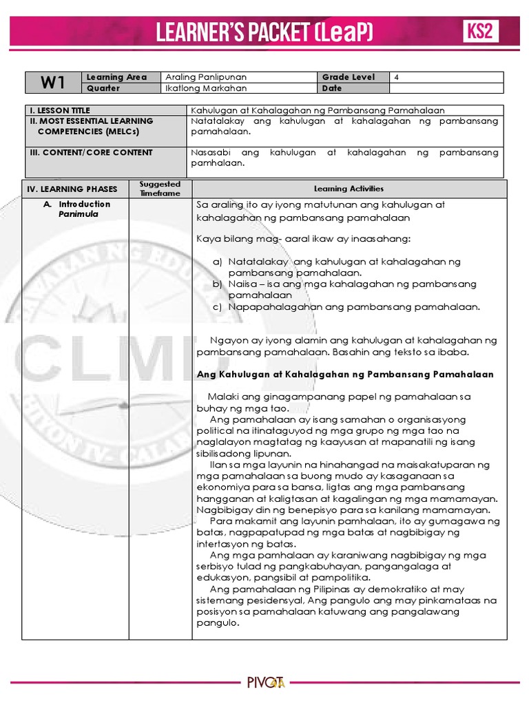 LeaP-AP-G4-Week 1-Q3 | PDF
