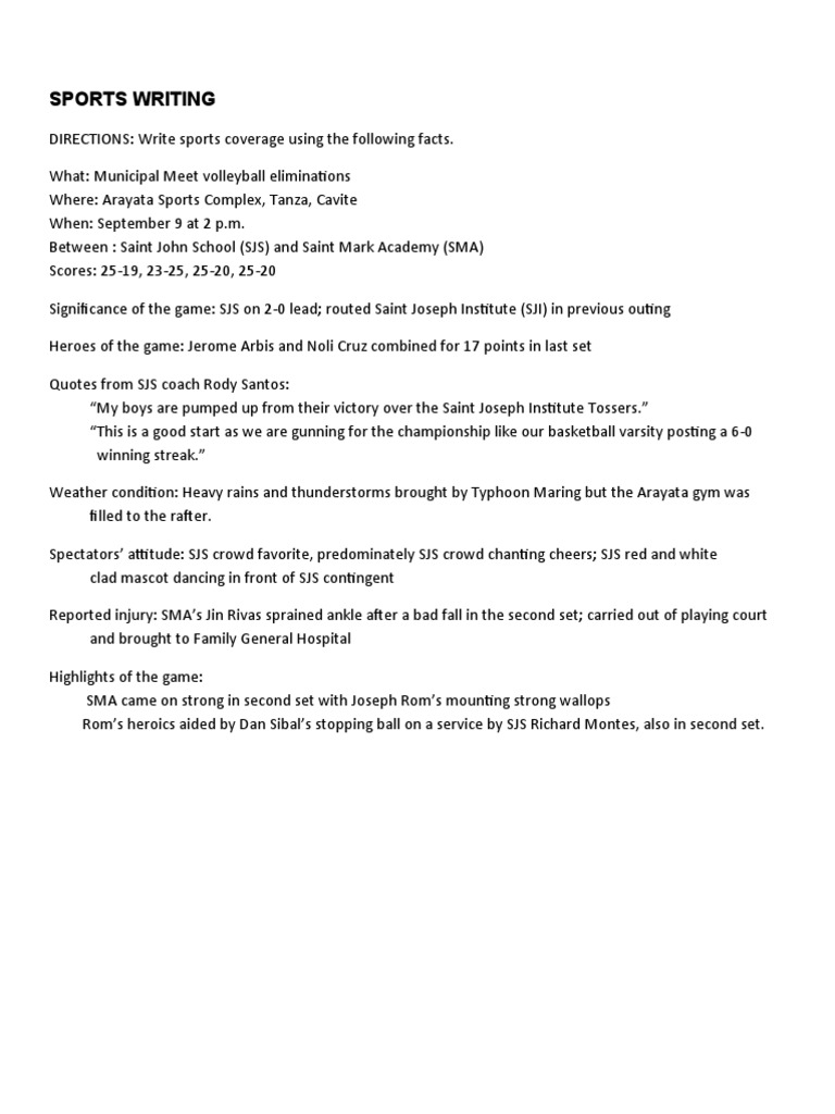 Sports Writing Edited | PDF
