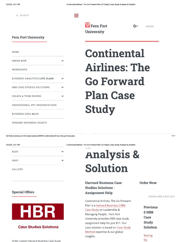 Continental Airlines The Go Forward Plan 10 Steps Case Study Analysis ...