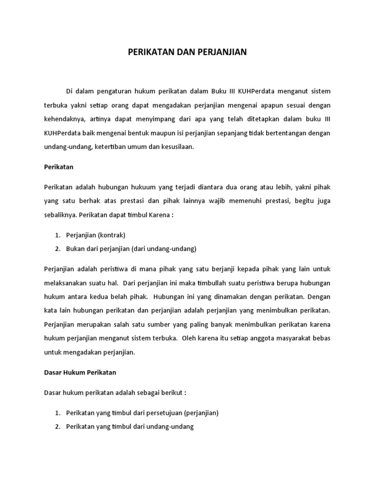 PERIKATAN DAN PERJANJIAN 2 | PDF
