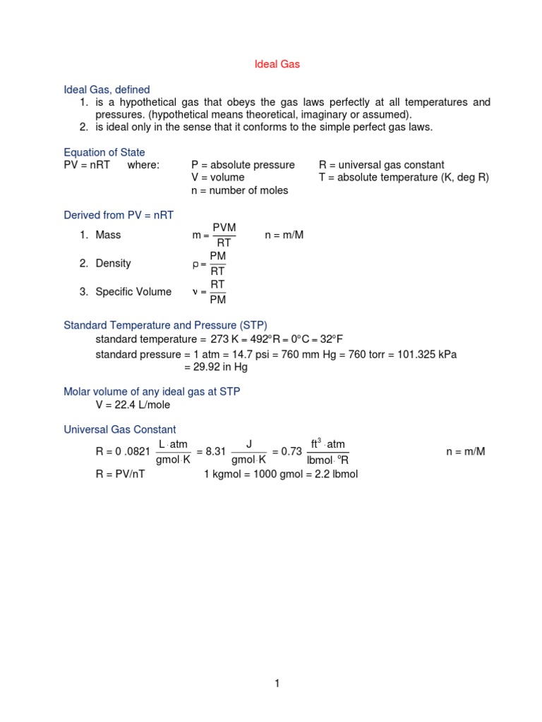 2.2 Ideal Gases | PDF | Gases | Mole (Unit)