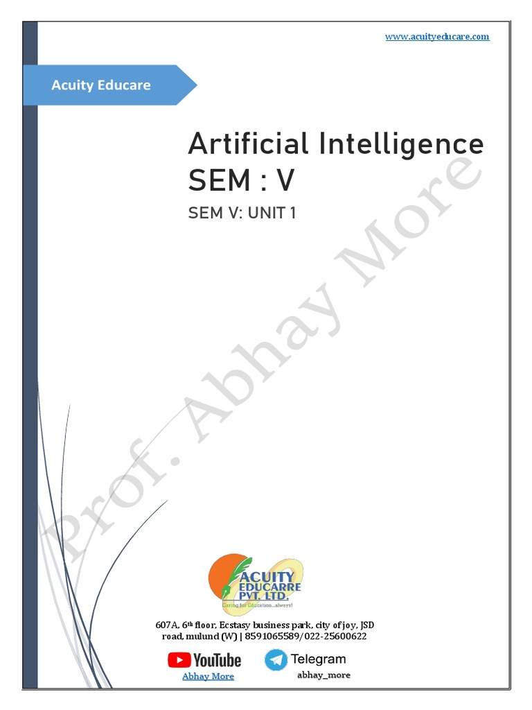 AI Unit 1 PDF | PDF | Artificial Intelligence | Intelligence (AI) & Semantics