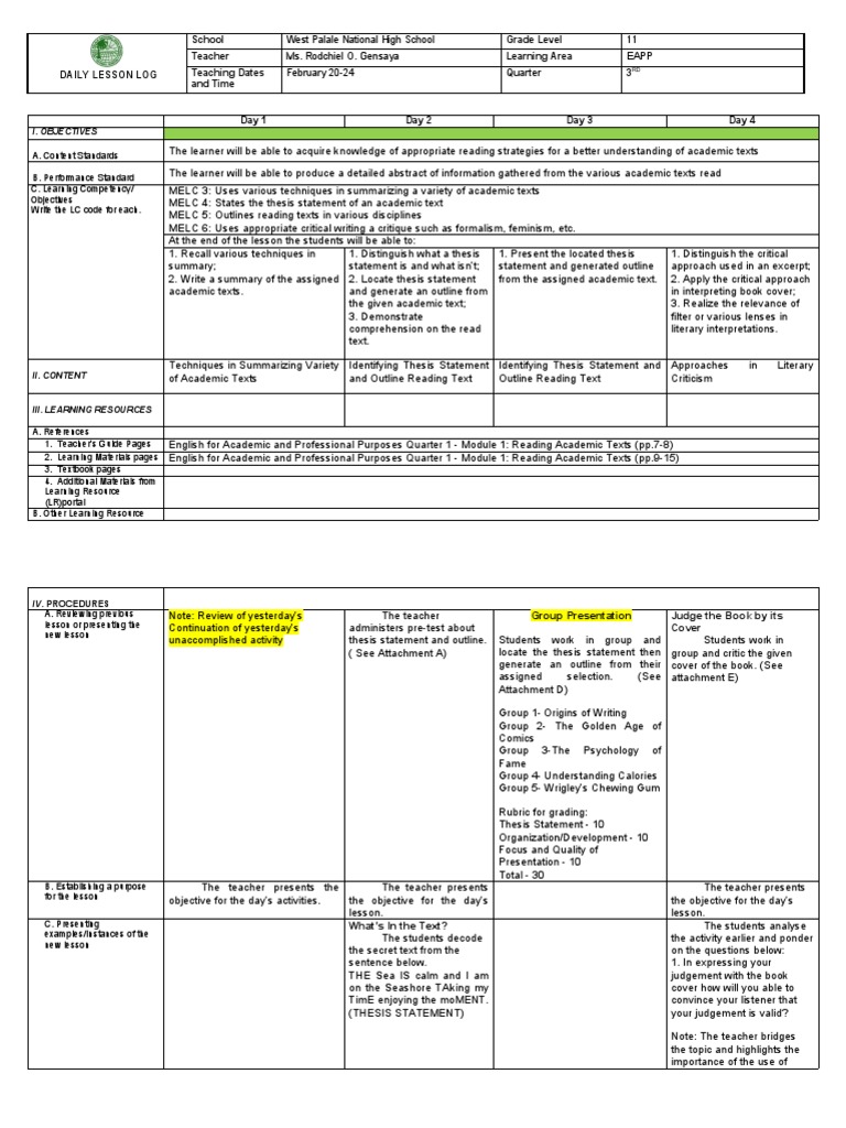 Q3 - Eapp - DLL Week 3. | PDF