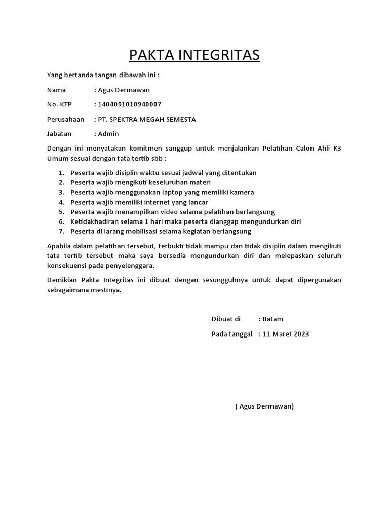 Pakta - Integritas | PDF