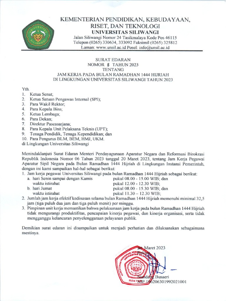 8 Surat Edaran Jam Kerja Pada Bulan Ramadhan 1444 H | PDF | Ilmu Sosial | Perjalanan