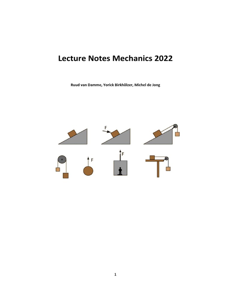 Lecture Notes Mechanics 2022 PDF | PDF | Force | Acceleration