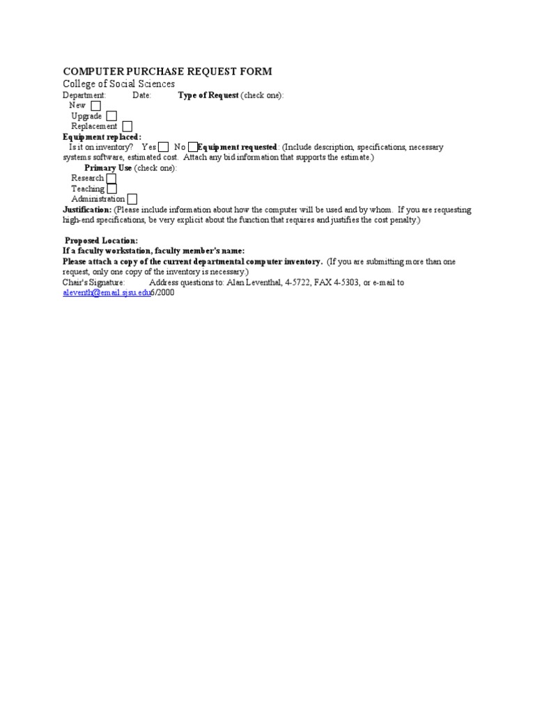 Computer Purchase Request Form | PDF