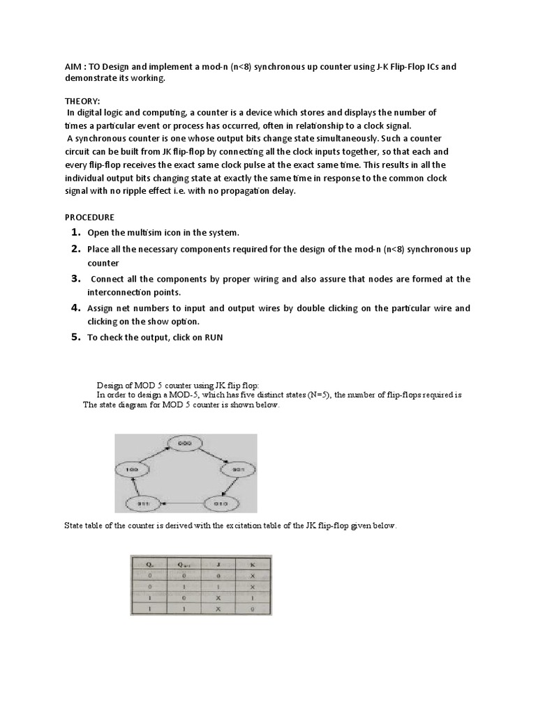 Mod-5 Synchronous Counter Design | PDF