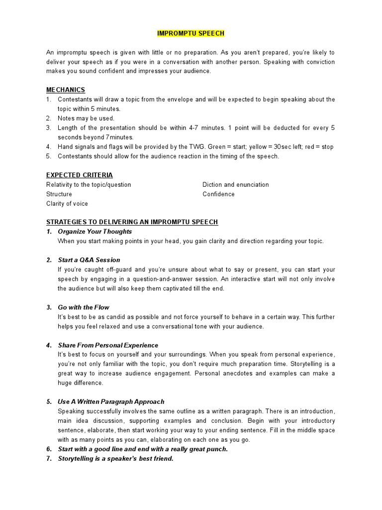 Impromptu Speech | PDF | Reason | Procrastination