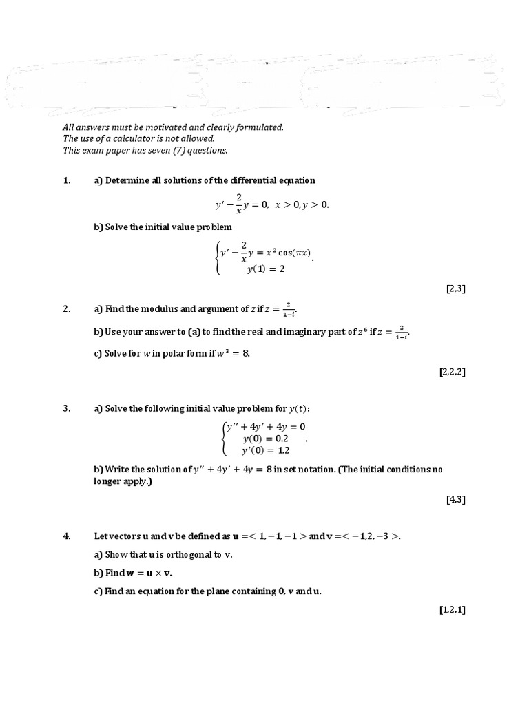 Calculus 1 Sample Test October 2018 | PDF | Complex Number | Equations