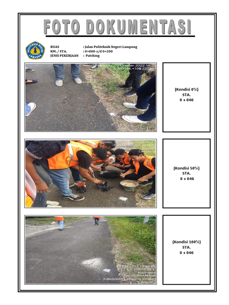 Form Dokumentasi Pemeliharaan Jalan | PDF