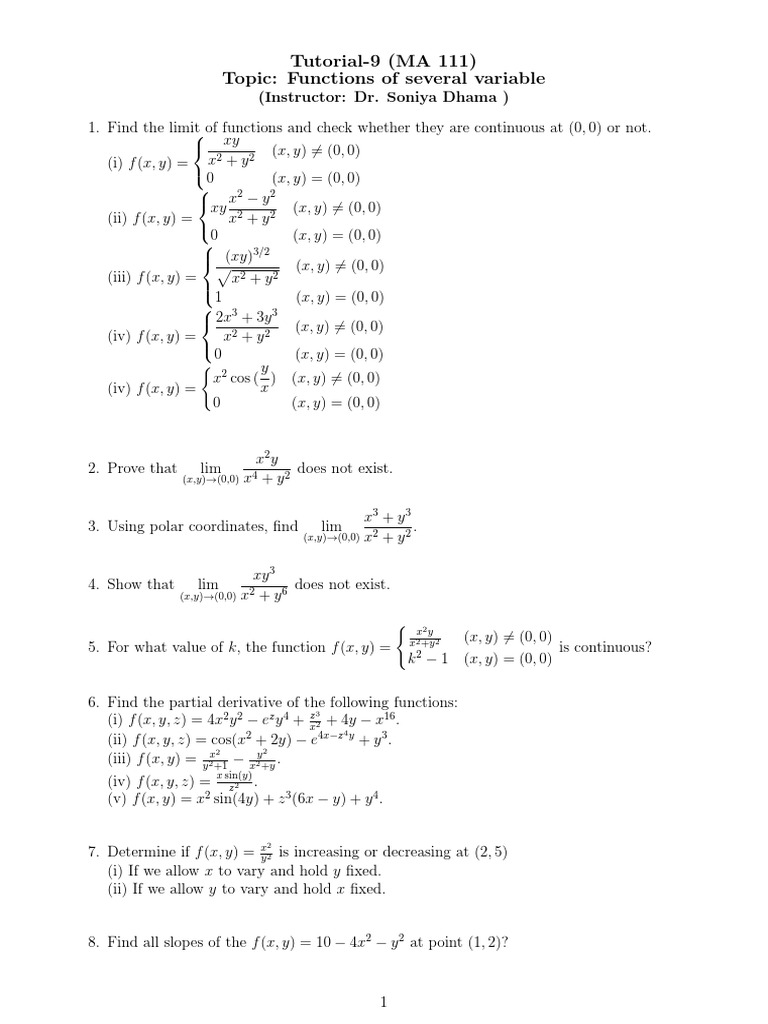 Functions of Several Variable | PDF | Derivative | Mathematical Analysis