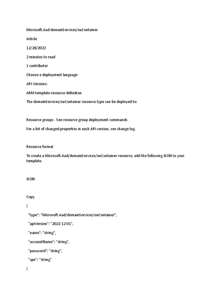 Microsoft - AAD Domainservices Oucontainer | PDF | Computers