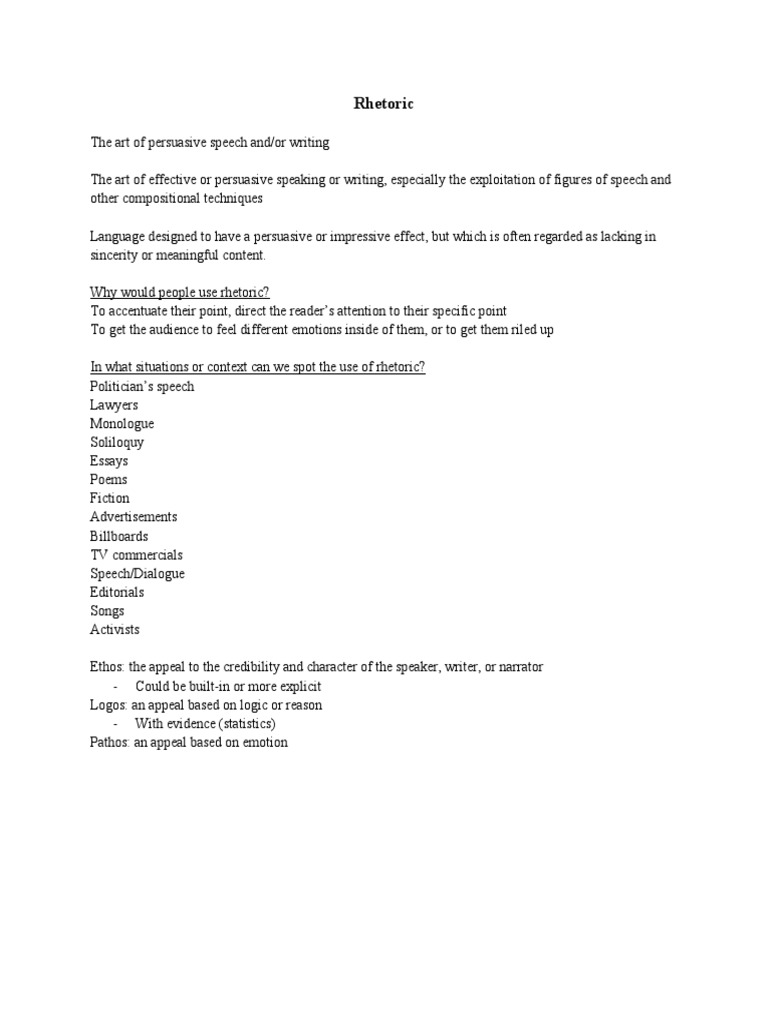 Rhetoric Notes | PDF