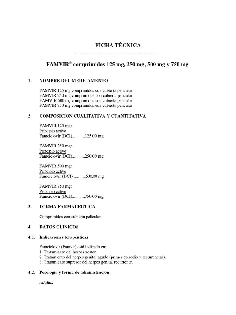 Prospecto Medicamento Famvir | PDF