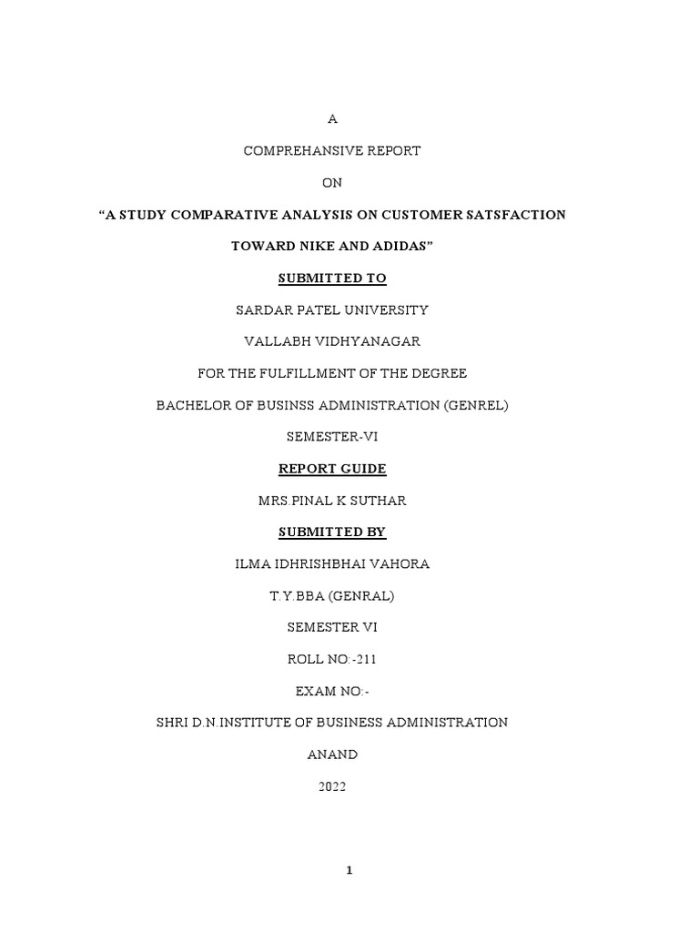 BBA Report: Nike vs Adidas Satisfaction | PDF | Customer Satisfaction ...