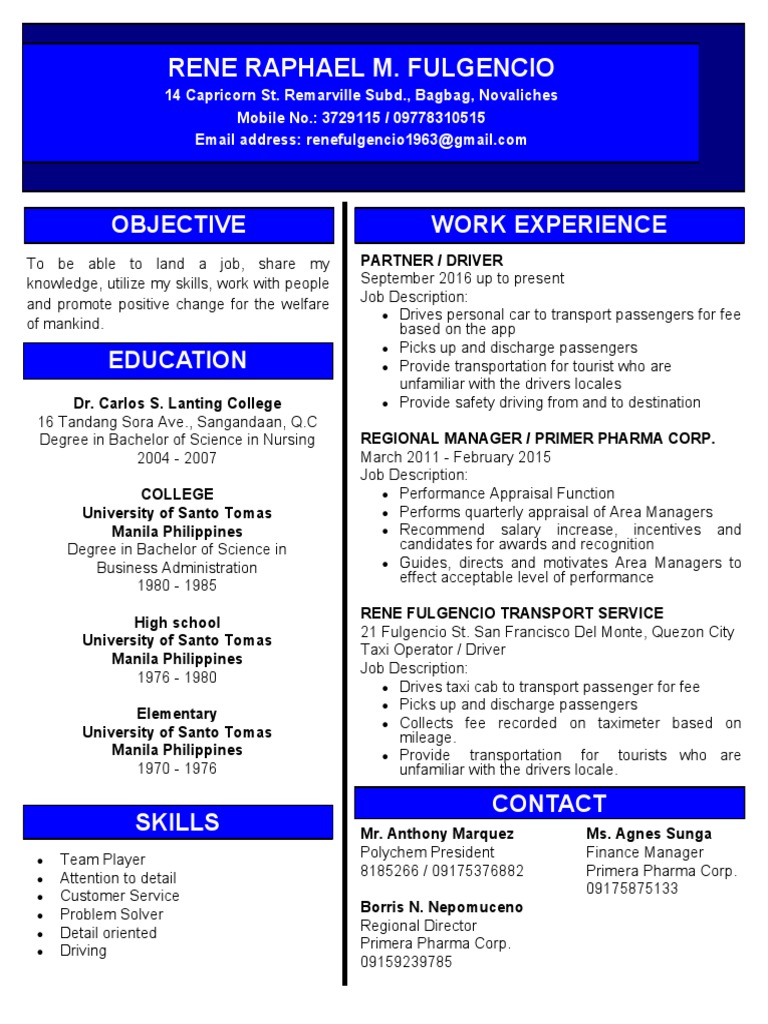 RENE RAPHAEL RESUME Without Pic | PDF | Transport