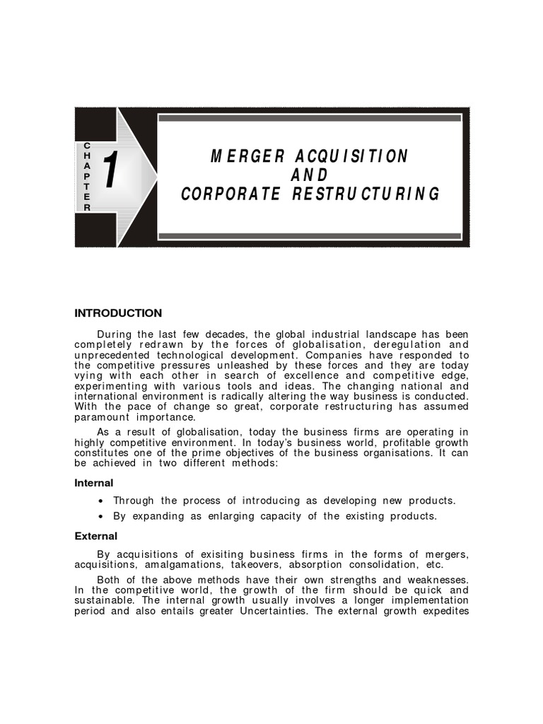 Merger Acquisition and Corporate Restructuring | PDF | Mergers And Acquisitions | Takeover