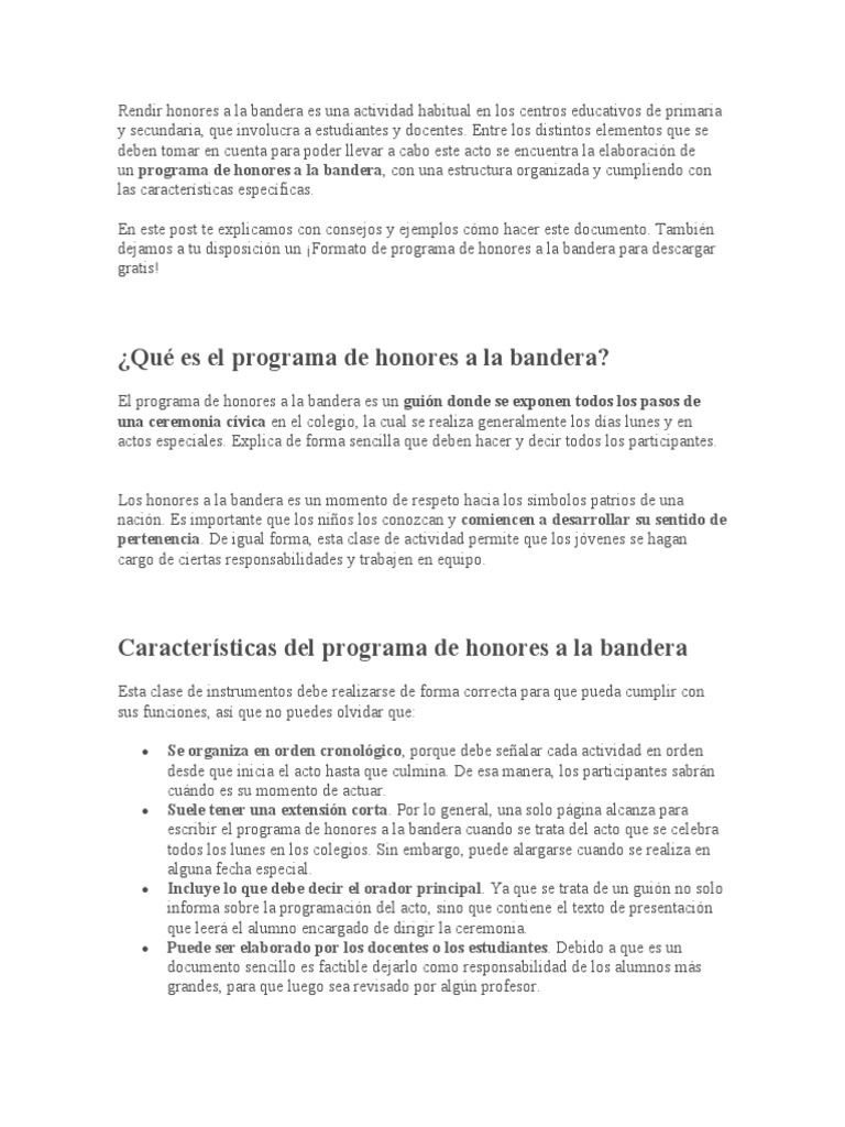 Como Redactar Un Guion de Homenaje Paso A Paso | PDF | Bandera