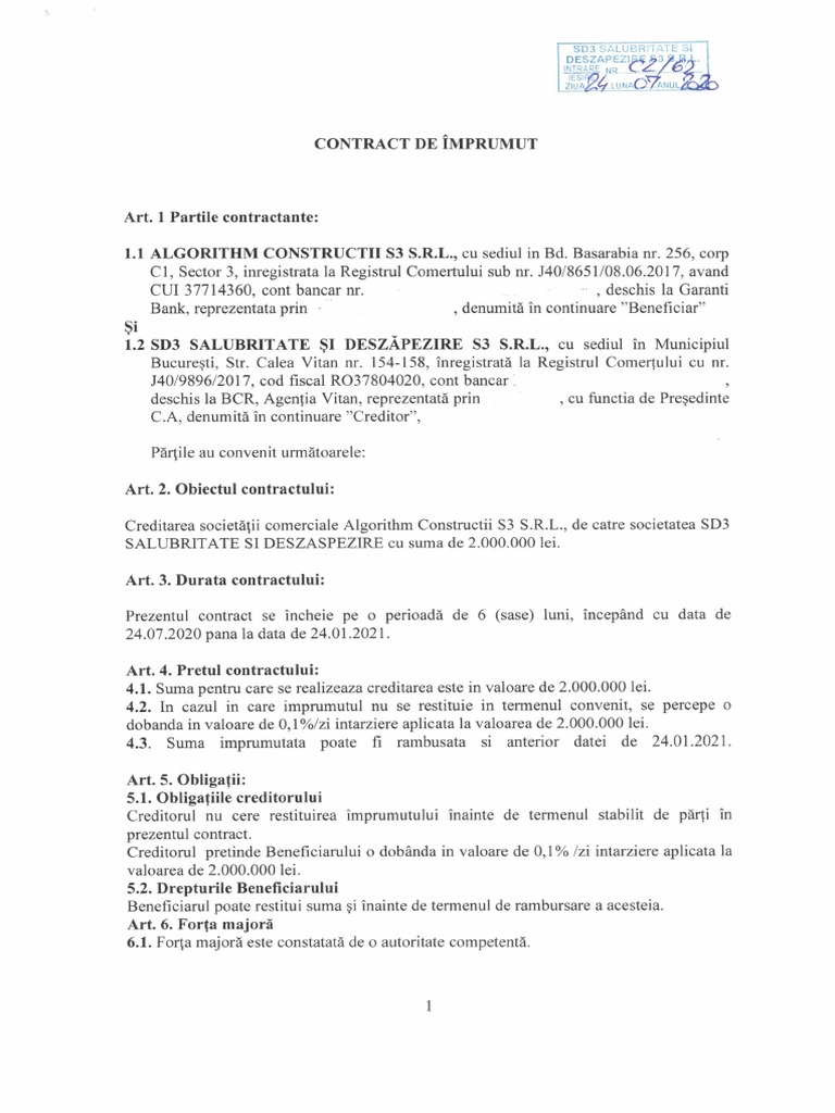 Contract de Imprumut | PDF
