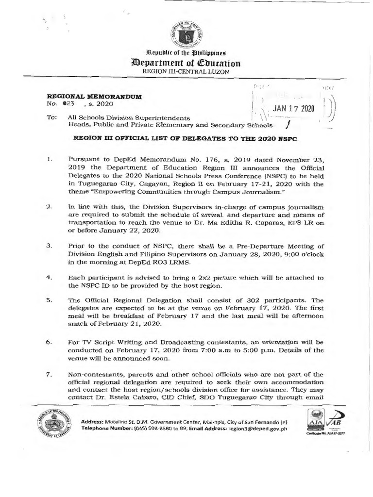 R3 - RM - 2020 - 023 Region-III-Official-List-of-Delegates-to-the-2020 ...