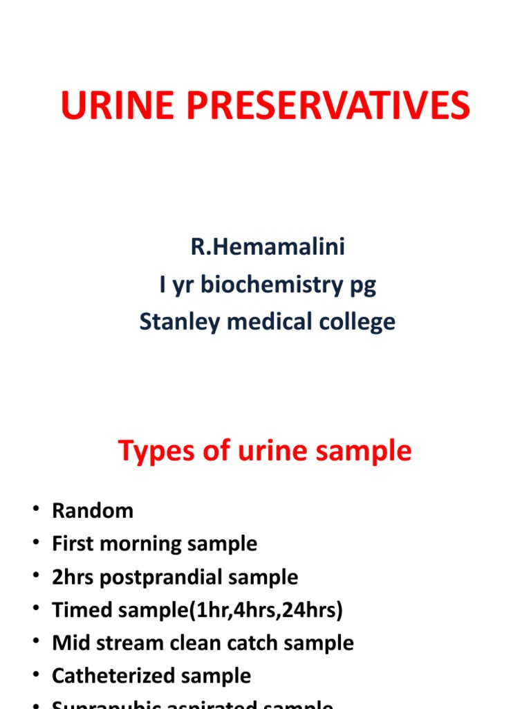 Urine Preservatives 2 | PDF | Urine | Urea