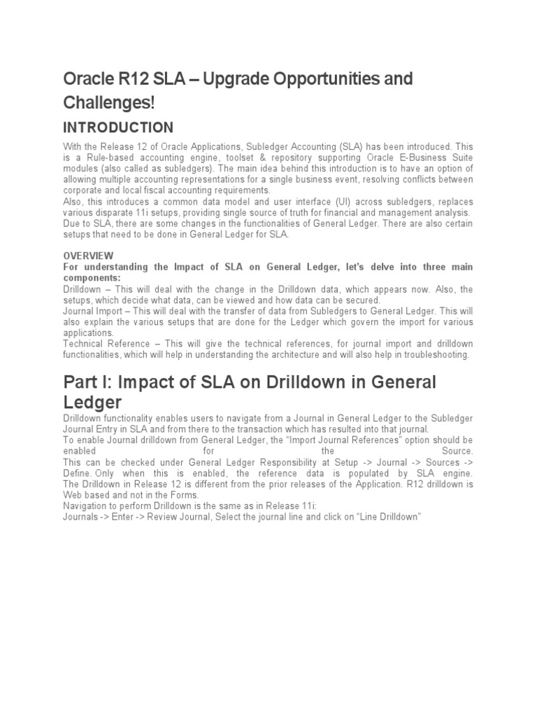 Oracle R12 SLA Customizations - Challenges and Opportunities | PDF ...