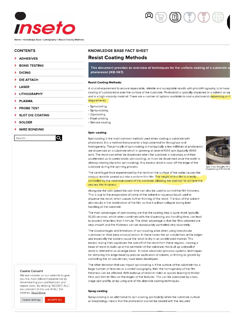 Types of Photo Resist Coating | PDF