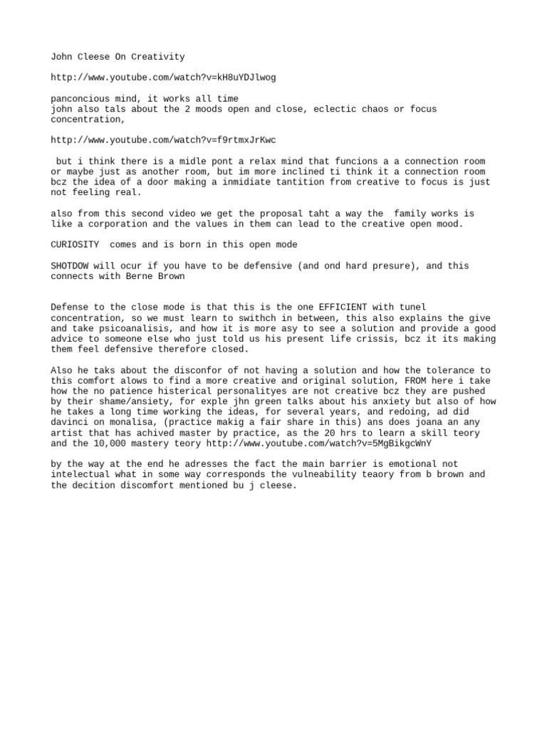 John Cleese On Creativity | PDF