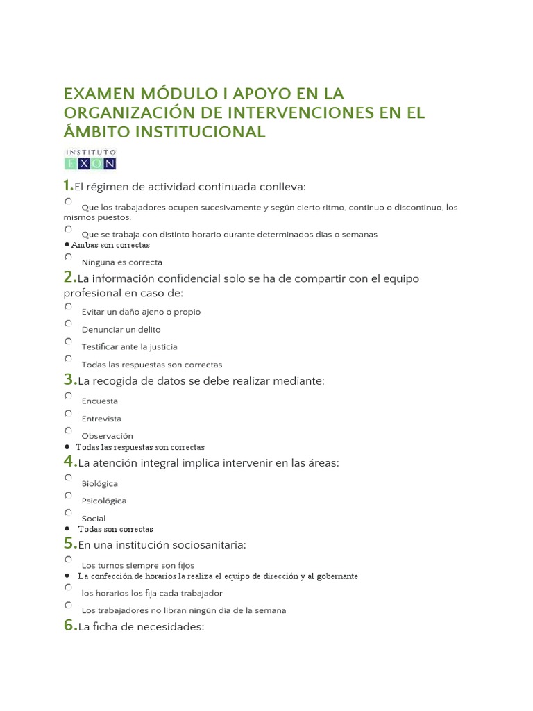 Examen Módulo I Sociosanitario | PDF | Invalidez