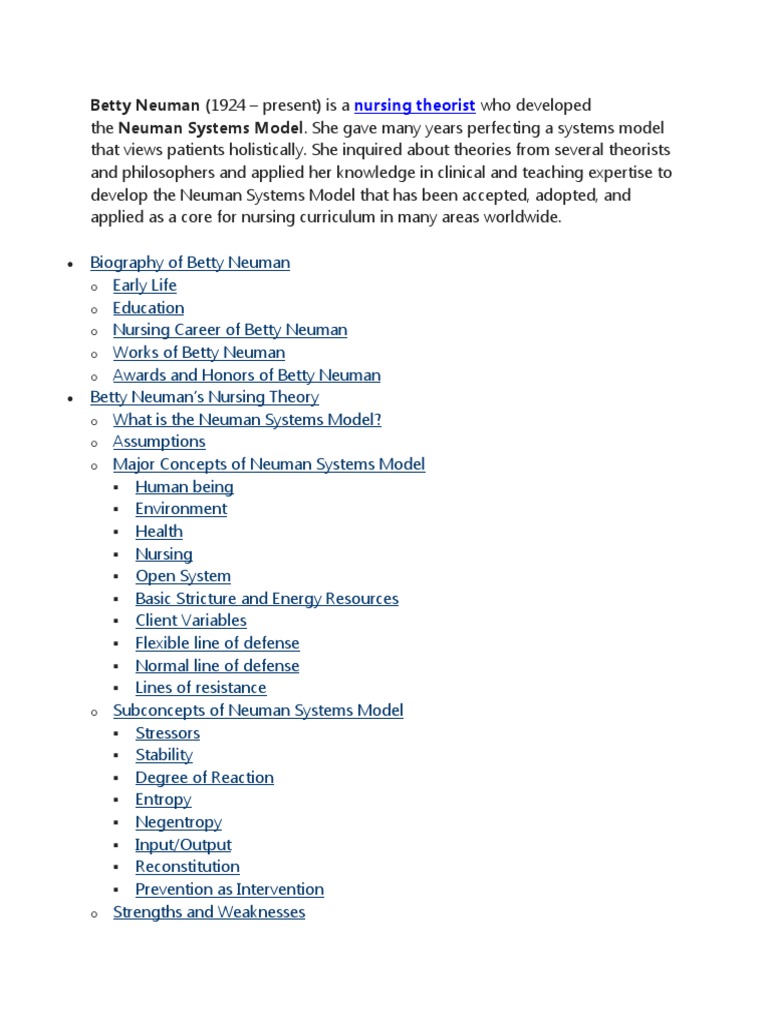 Betty Neuman's Nursing Theory Explained | PDF | Stress (Biology) | Nursing