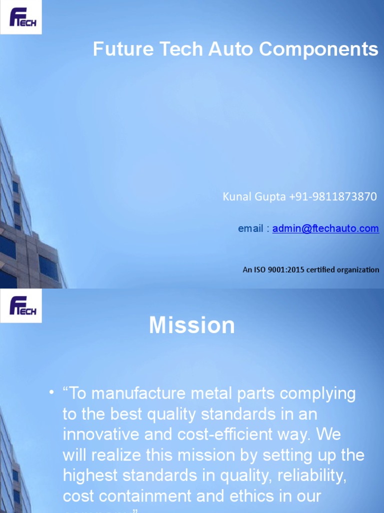 Future Tech Auto Components Profile Varroc 1 | PDF | Sheet Metal ...