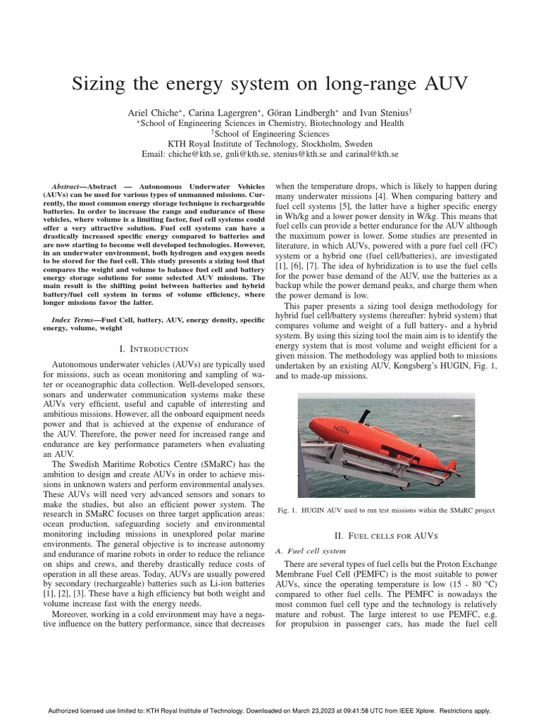 Sizing The Energy System On Long-Range AUV | PDF | Fuel Cell ...