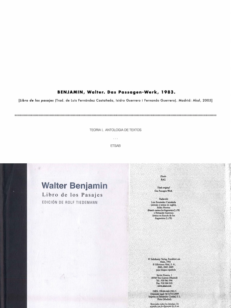 BENJAMIN. Libro de Los Pasajes PDF | PDF