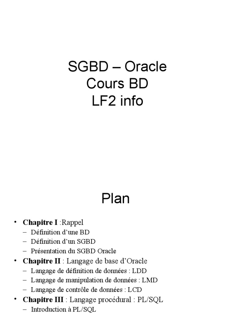 SGBD - Oracle | PDF | SQL | Bases de données