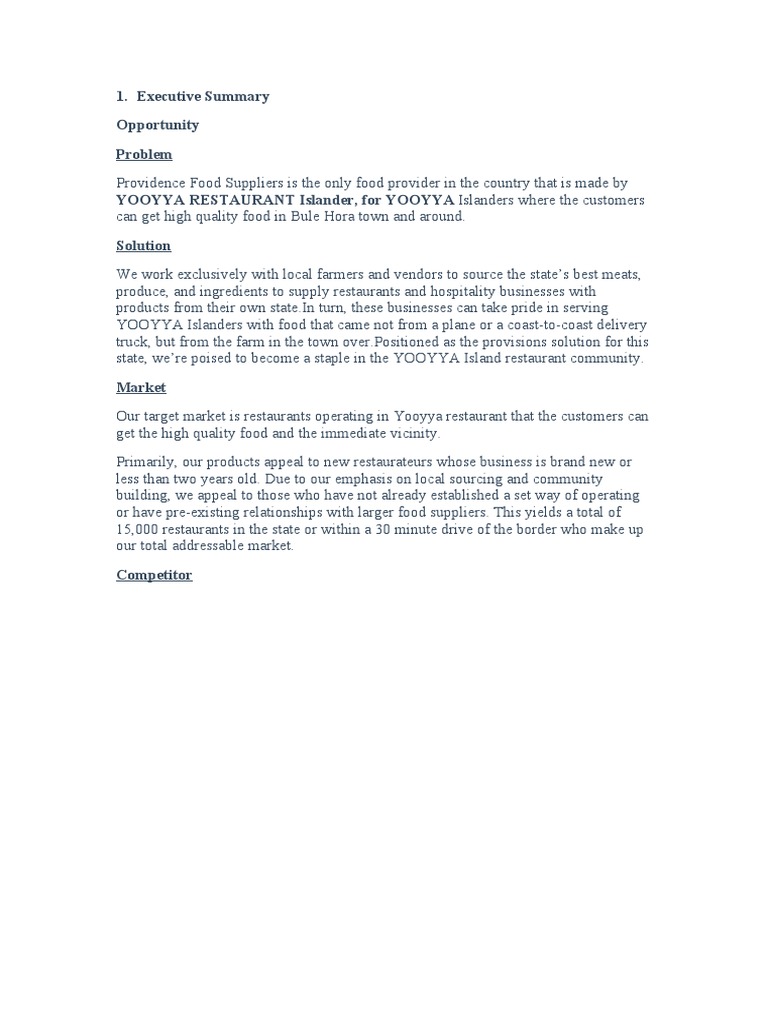 Executive Summary | PDF | Restaurants | Economies