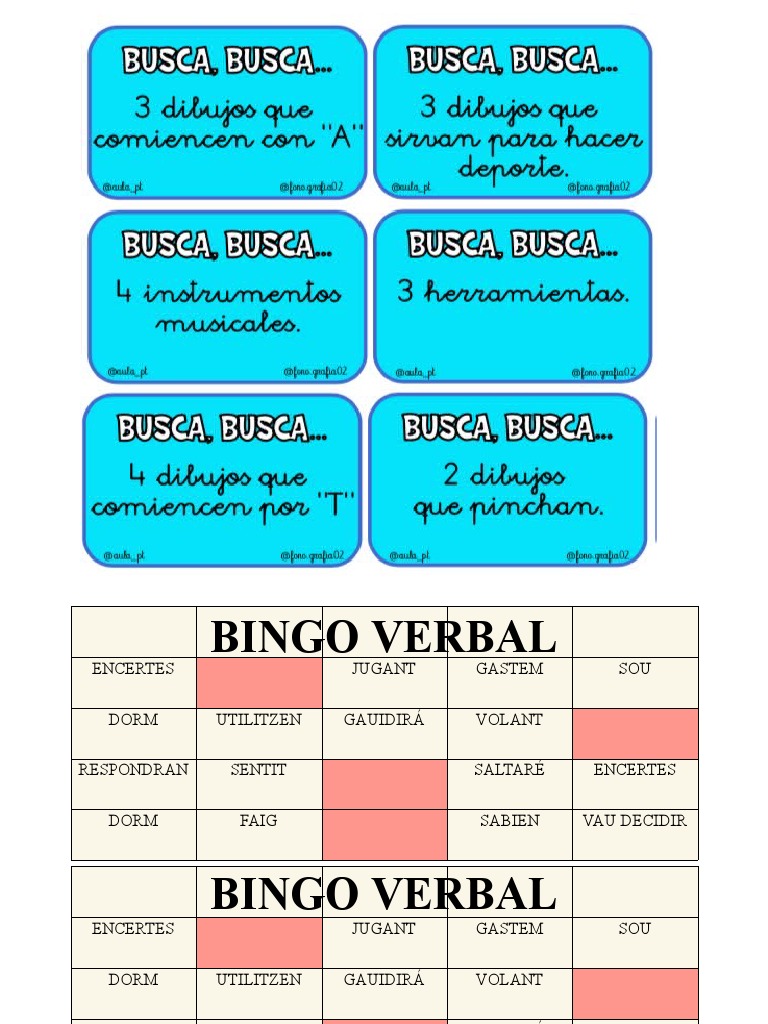 BINGO DELS VERBS .Key | PDF