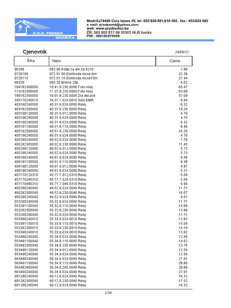 Cjenovnik | PDF | Physical Layer Protocols | Electronics