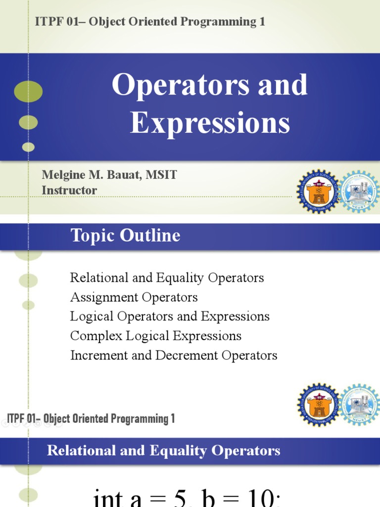 Itpf01 Week4 Operators And Expressions Pdf Boolean Data Type Software Engineering 