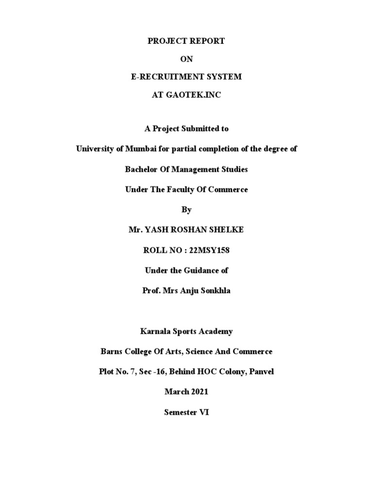 Project Formate | PDF