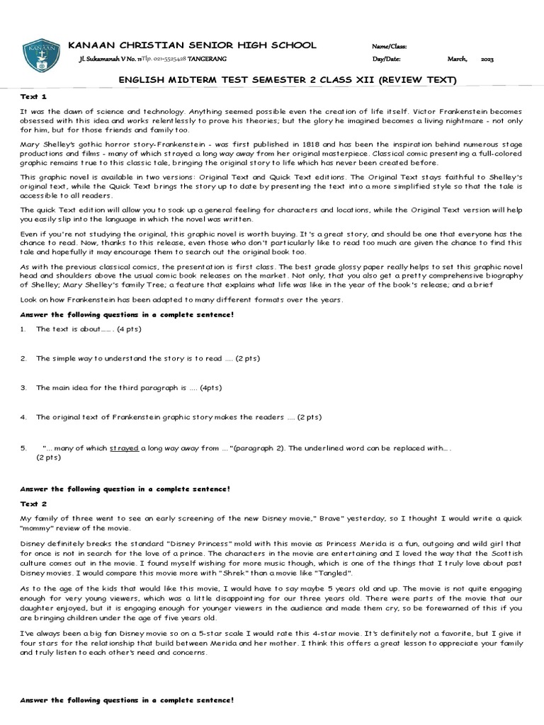 Midterm 2023 | PDF | Mary Shelley | Novels