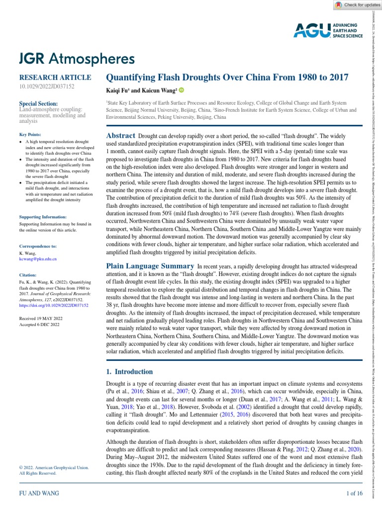 JGR Atmospheres - 2022 - Fu - Quantifying Flash Droughts Over China ...