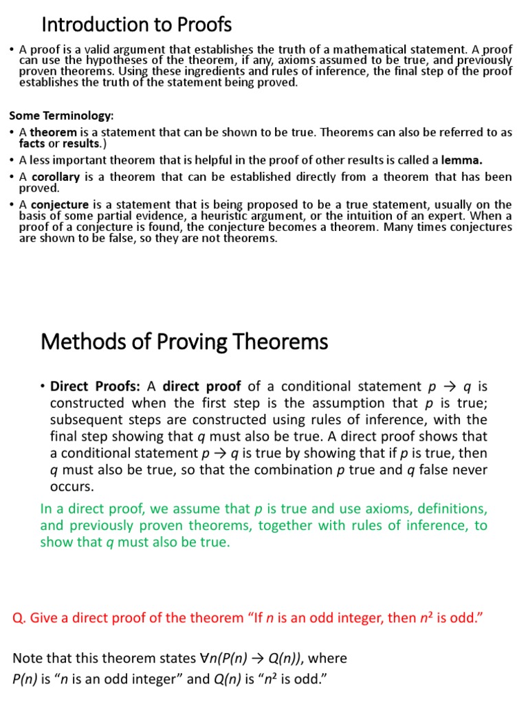 Introduction To Proofs PDF | PDF | Mathematical Proof | Theorem