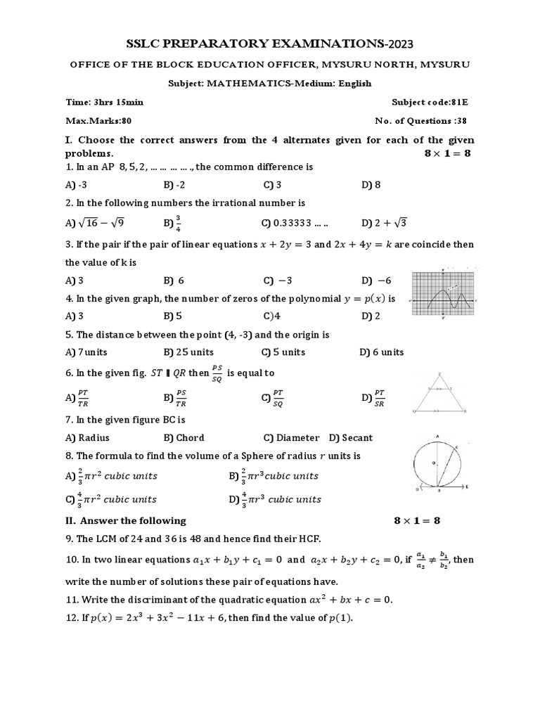 10th Maths Prep 2 E | PDF | Triangle | Equations