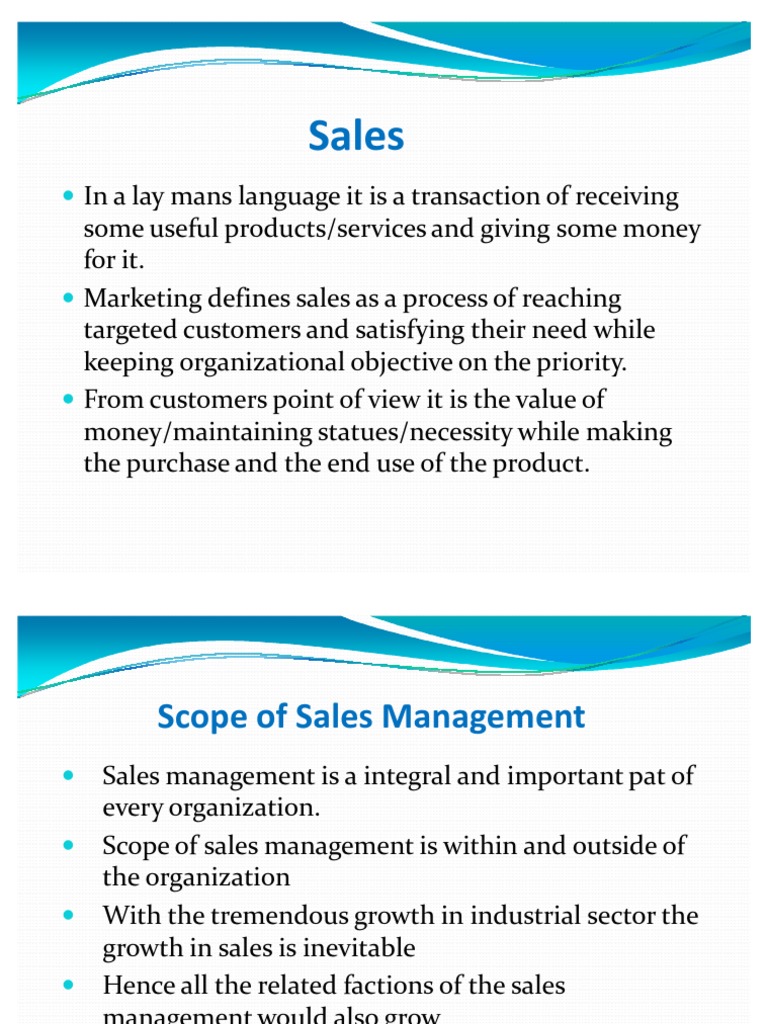 Scope of Sales Management | PDF | Business