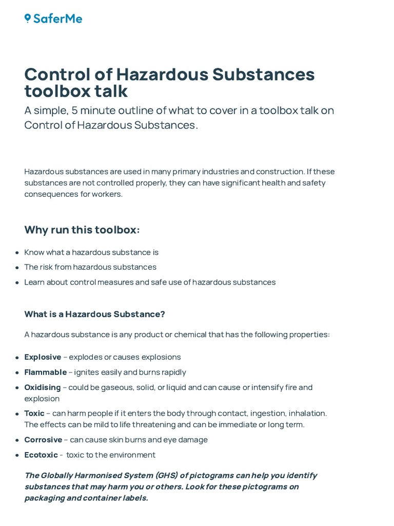 Control of Hazardous Substances | PDF | Dangerous Goods | Occupational ...
