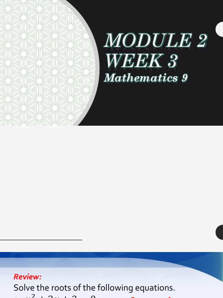 M9 - Q1 W3 - Equations Transformable To Quadratic Equations PDF | PDF | Equations | Quadratic ...