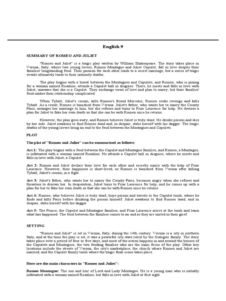 Romeo and Juliet | PDF | Characters In Romeo And Juliet | Romeo And Juliet