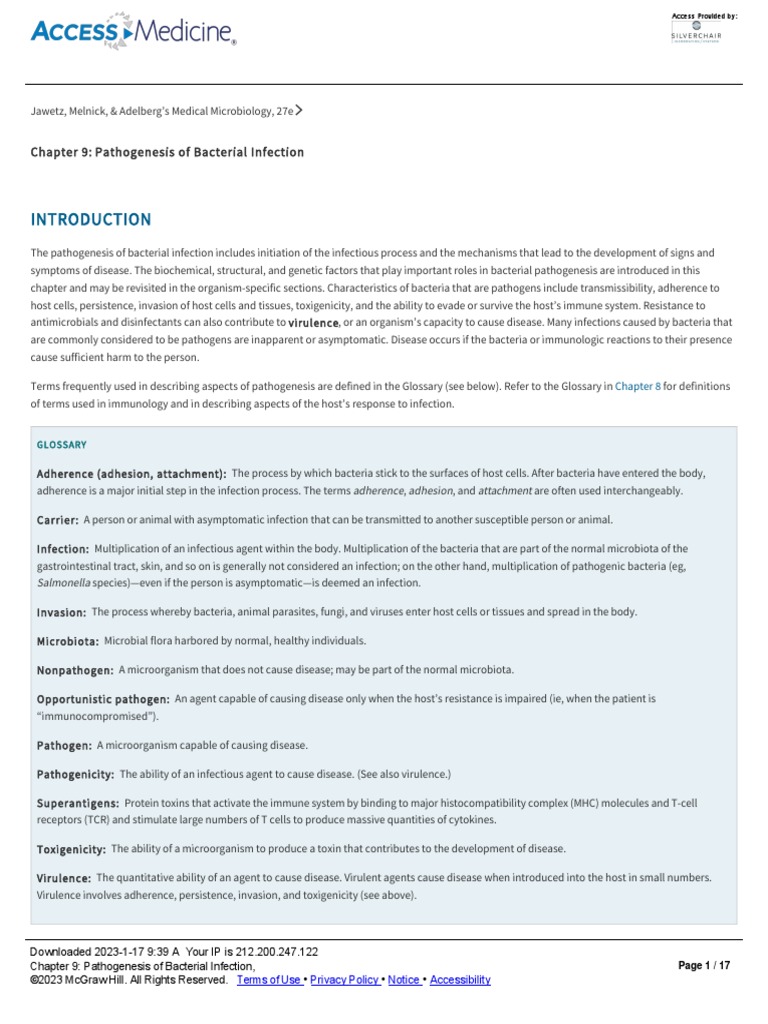 Pathogenesis of Bacteria | PDF | Infection | Bacteria
