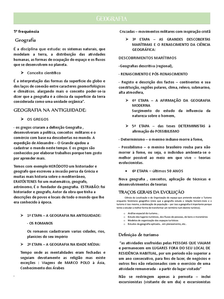 A evolução histórica da geografia e sua relação com o turismo | PDF ...